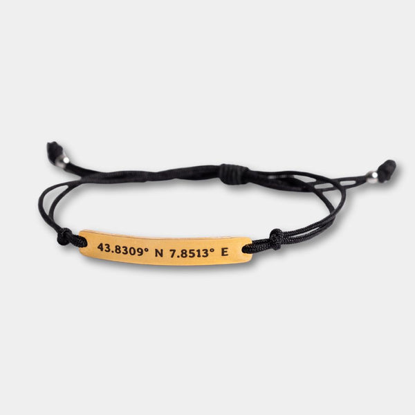 Personalized Stringed Bracelet with Engraving Coordinates Date and Names